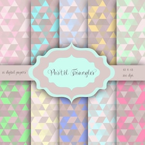 Pastel Triangles Geometric Digital Paper Pack - Pastel Triangle Pattern ...