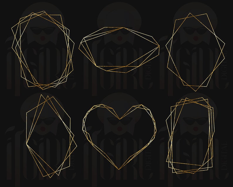 Gold Foil Geometric Frames Clipart Polygonal Frames Modern - Etsy