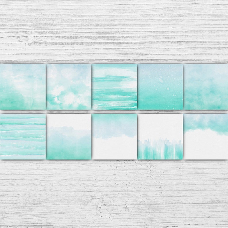 Watercolor Digital Paper Mint Watercolor Painted Digital - Etsy