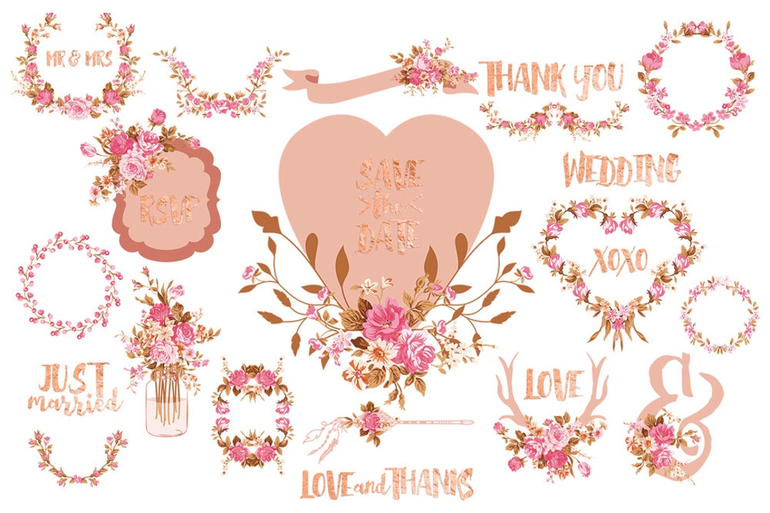Autumn Wedding Clipart, Shabby Chic Clipart Rustic Harvest Flower ...