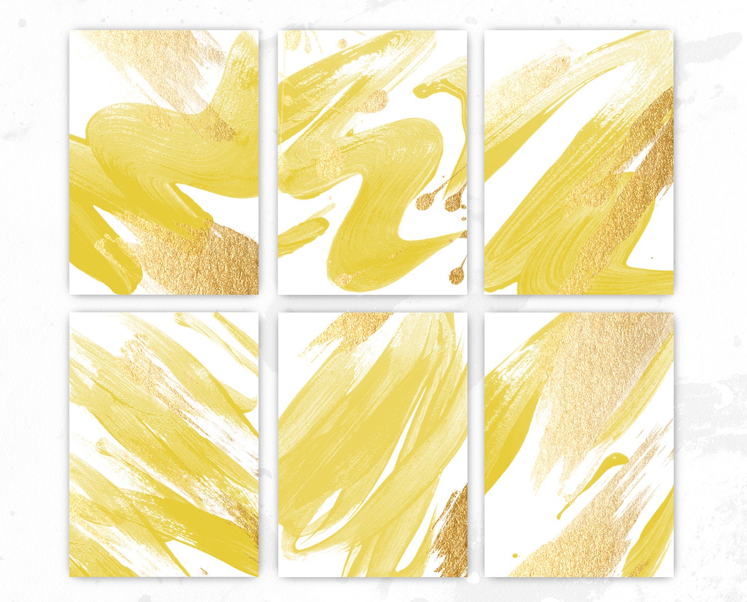 Mustard & Gold Brush Strokes Watercolor textures Gold Digital | Etsy