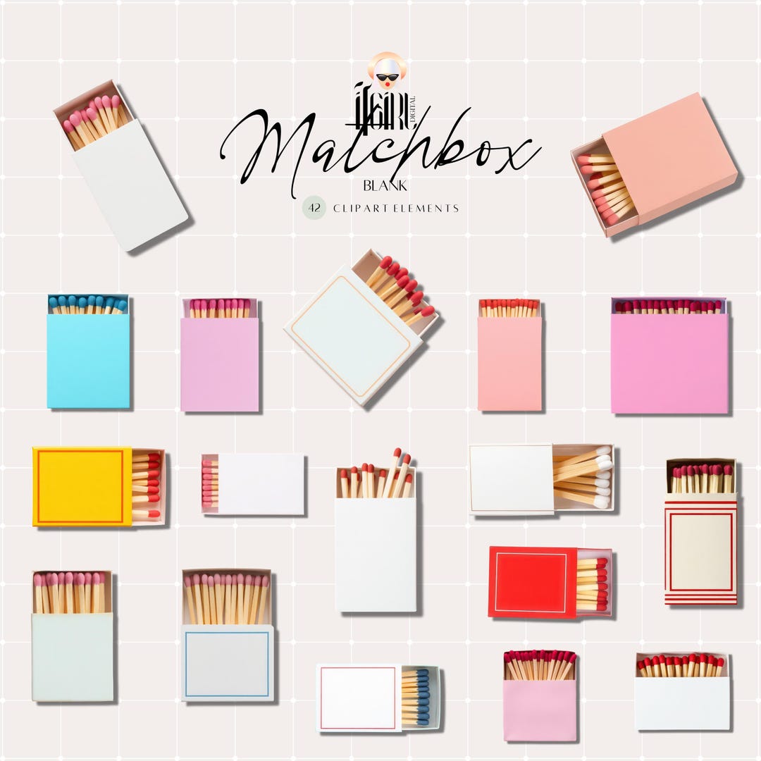 Blank Vintage Matchbox Clipart, Matches Clipart Matchbox Wall Art Blank ...