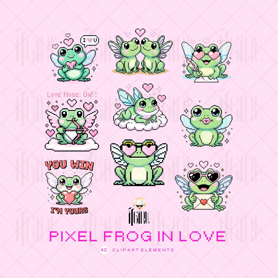 Valentines Frog PNG: Funny Pixel Clipart - Etsy