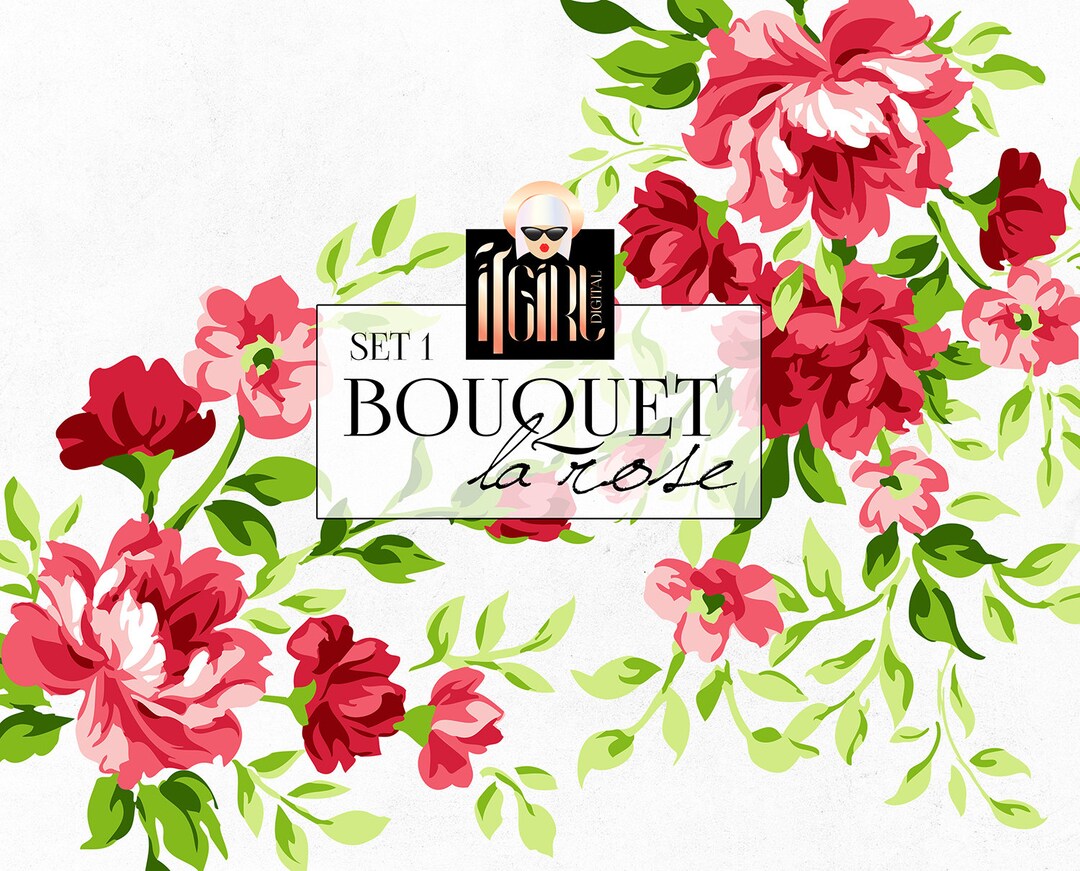 Flower Bouquet Clipart, Vintage Flowers, Botanical Clipart, Shabby Chic ...