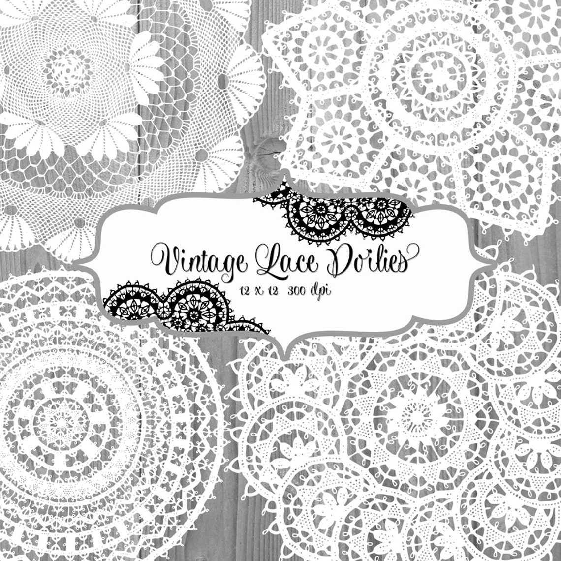 Vintage LACE Doily Digital Clipart authentic Lace Doily & - Etsy