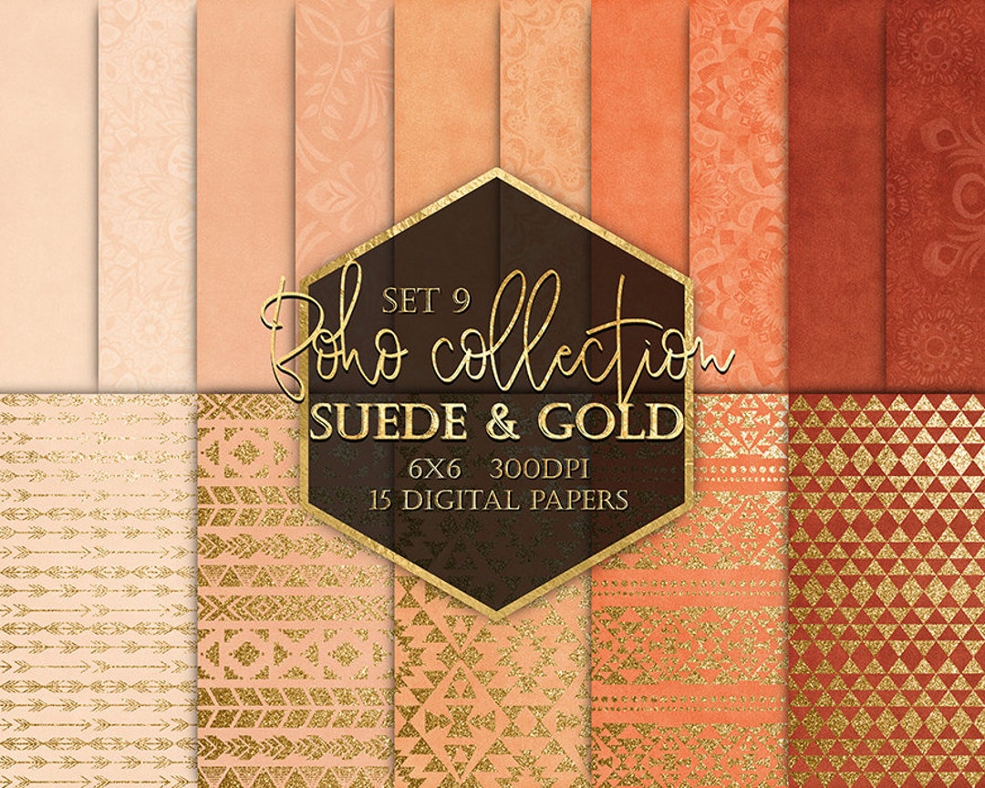 Tribal Digital Paper - Bohemian Suede Boho Geometric Ethnic Gold ...