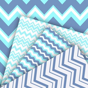 Chevron Digital Paper Pack - Mega Pack 60 Blue & Mint Chevron Zig Zag ...