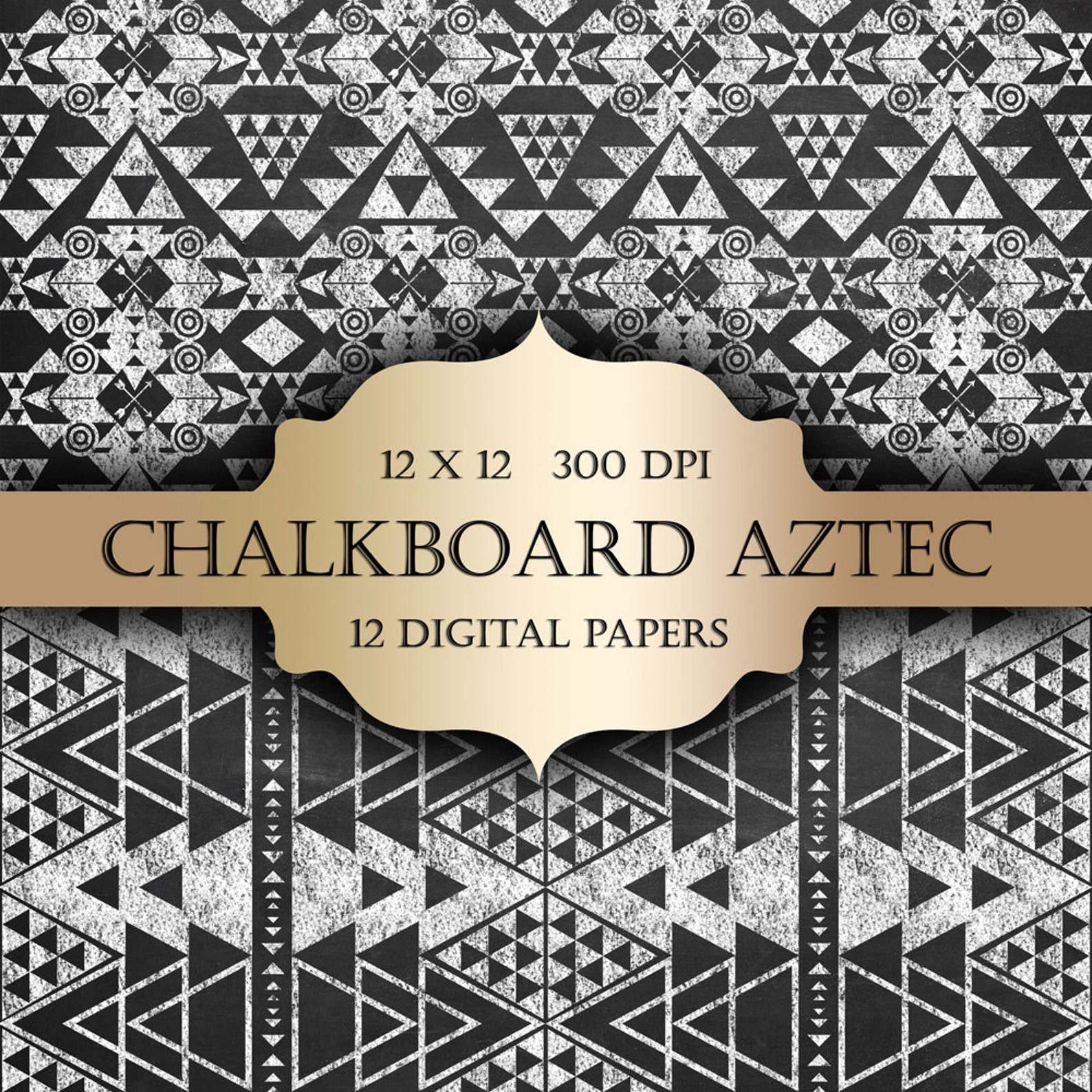 Chalkboard AZTEC Digital Paper Pack Ethnic Tribal Chalk - Etsy