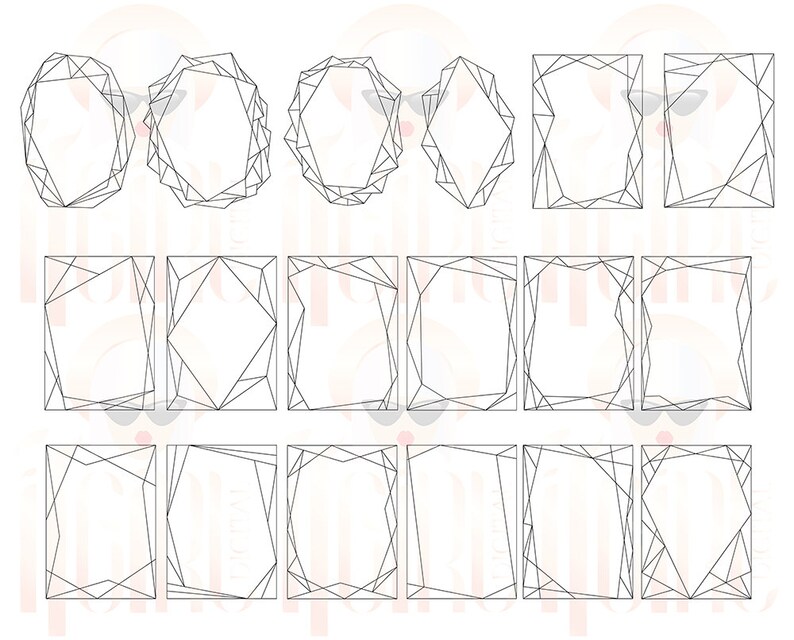 Geometric Frames Clipart Polygonal Frames Modern Minimalist | Etsy