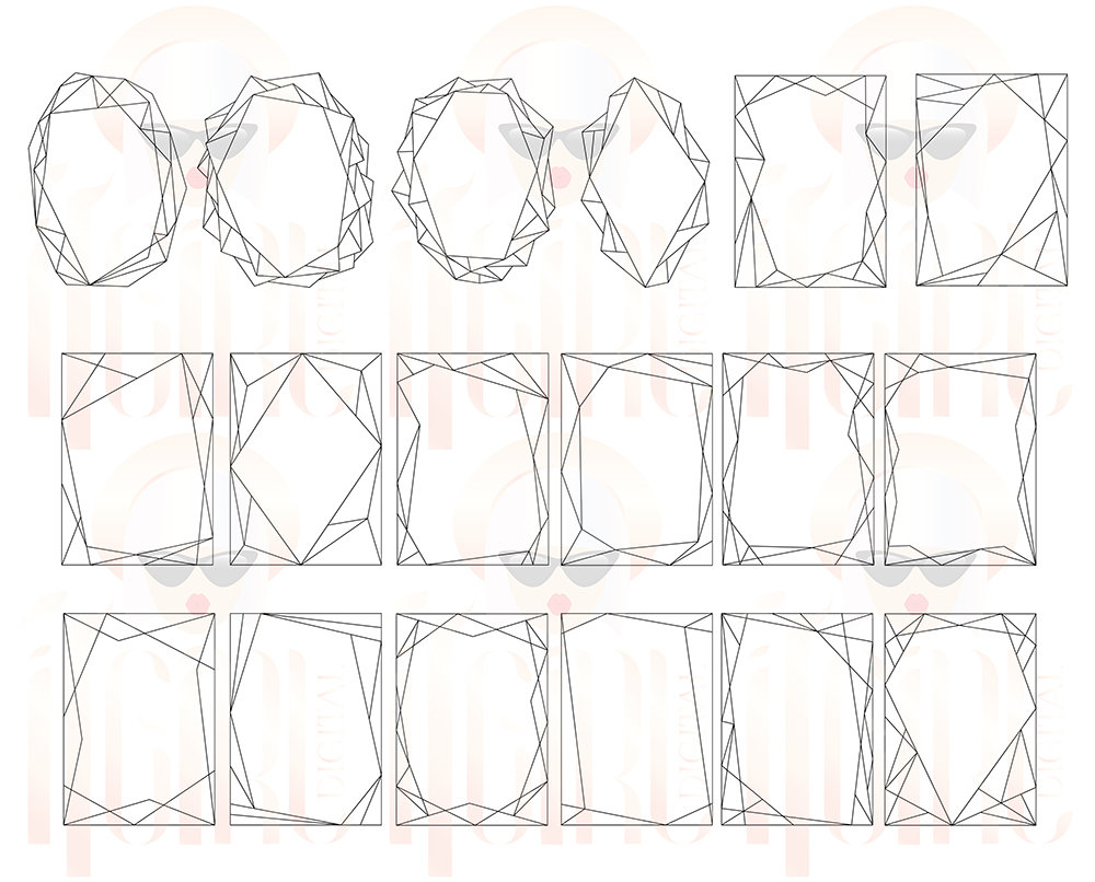 Geometric Frames Clipart Polygonal Frames Modern Minimalist | Etsy