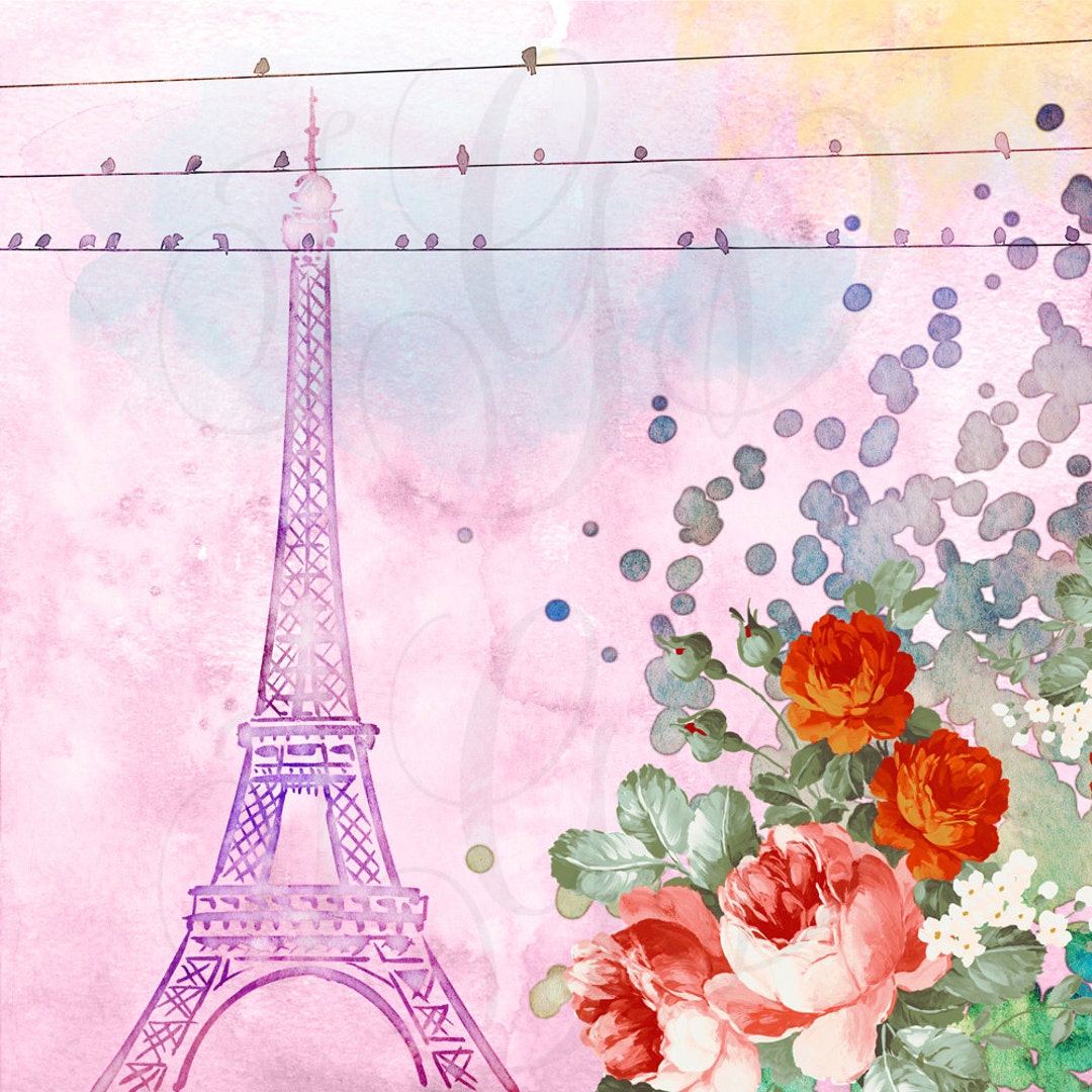 Watercolor PARIS Digital Photography Backdrop - Seasons Themed Painted ...
