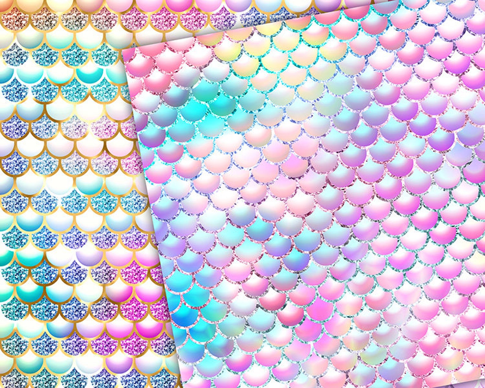 Mermaid Digital Paper Mermaid Scales Gold Foil Gold Glitter - Etsy