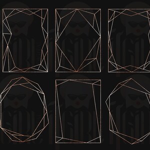 Rose Gold Geometric Frames Clipart - Polygonal Frames Modern Minimalist ...