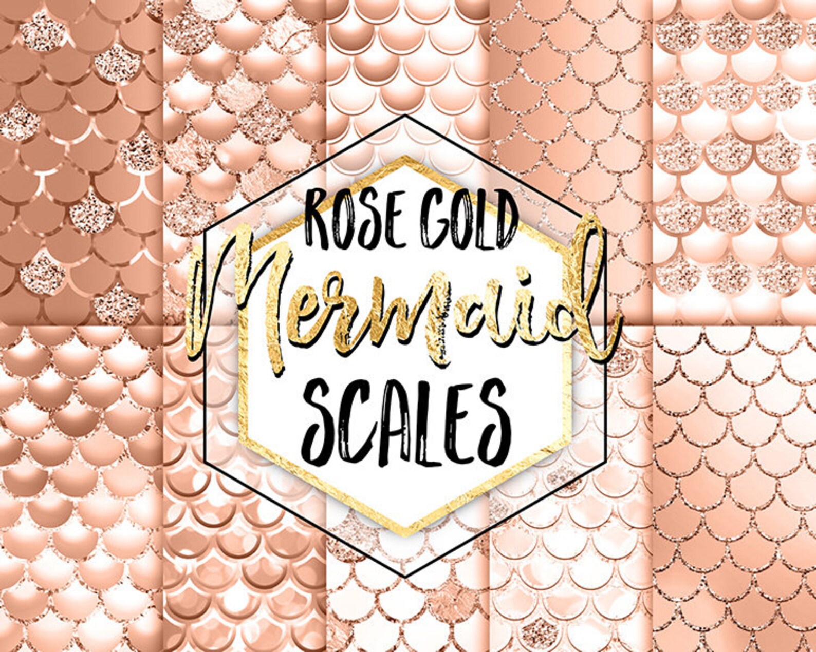 Rose Gold Mermaid Digital Paper Mermaid Scales Rose Gold - Etsy