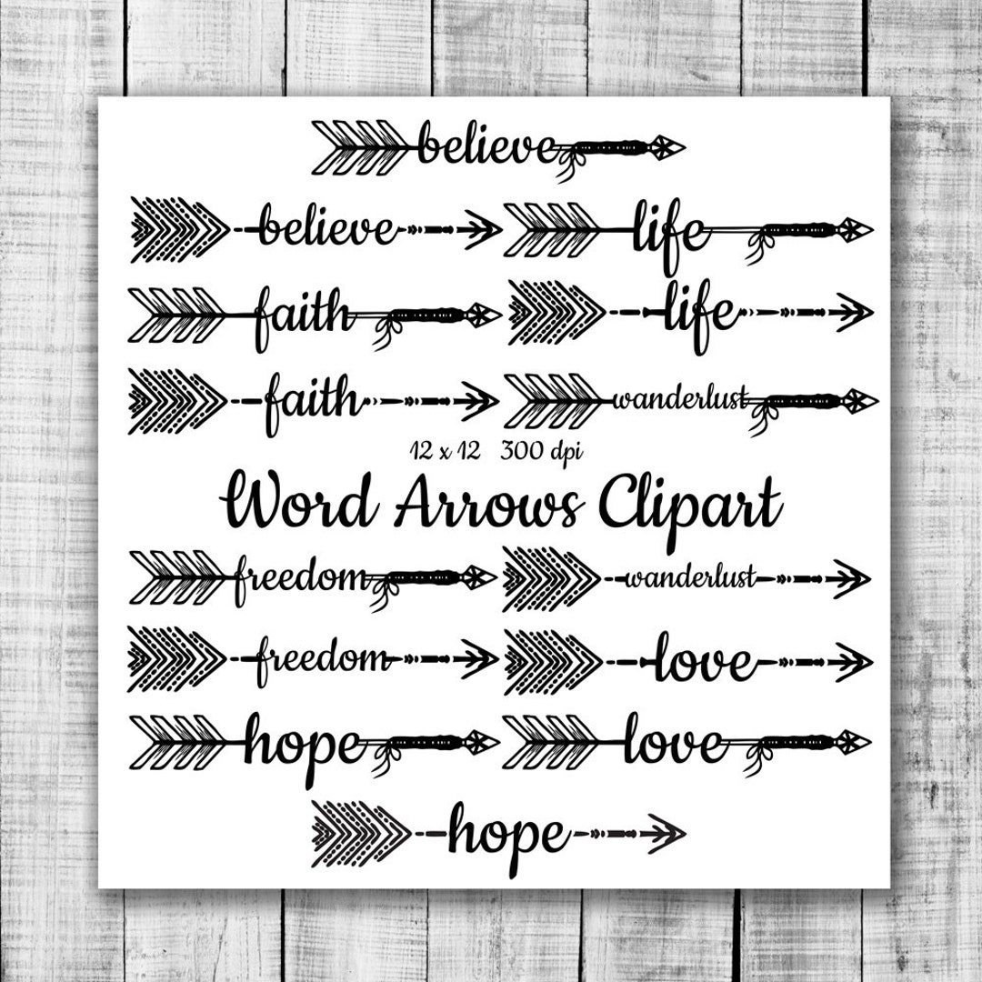 Hand Drawn Word Arrows Tribal Aztec Digital Clip Art - Tribal Word ...