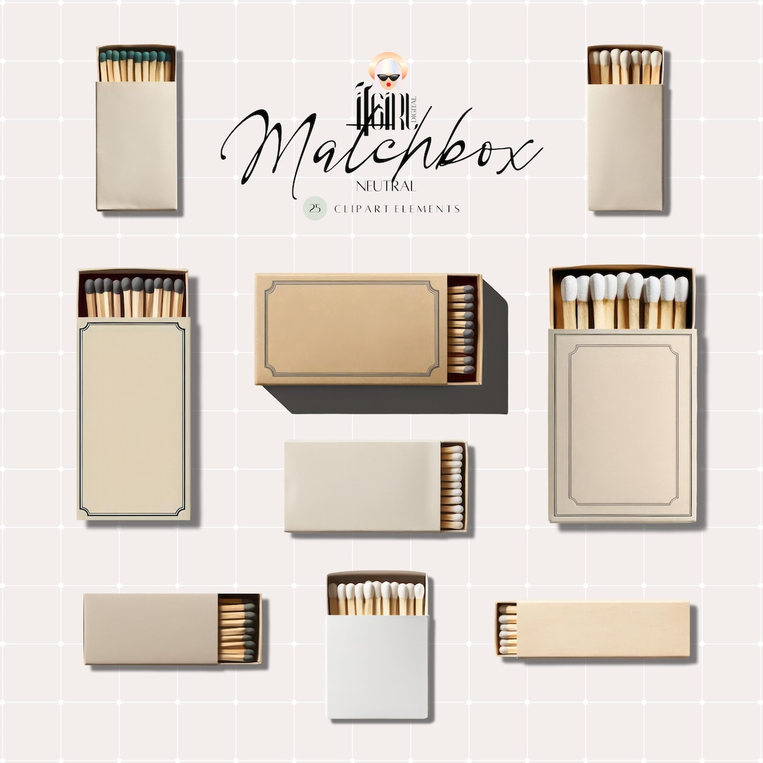 Neutral Matchbox Clipart, Matches Clipart, Matchbox Wall Art Blank ...