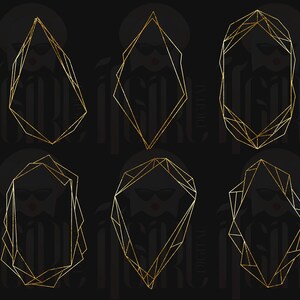 Gold Foil Geometric Frames Clipart - Polygonal Frames Modern Minimalist ...