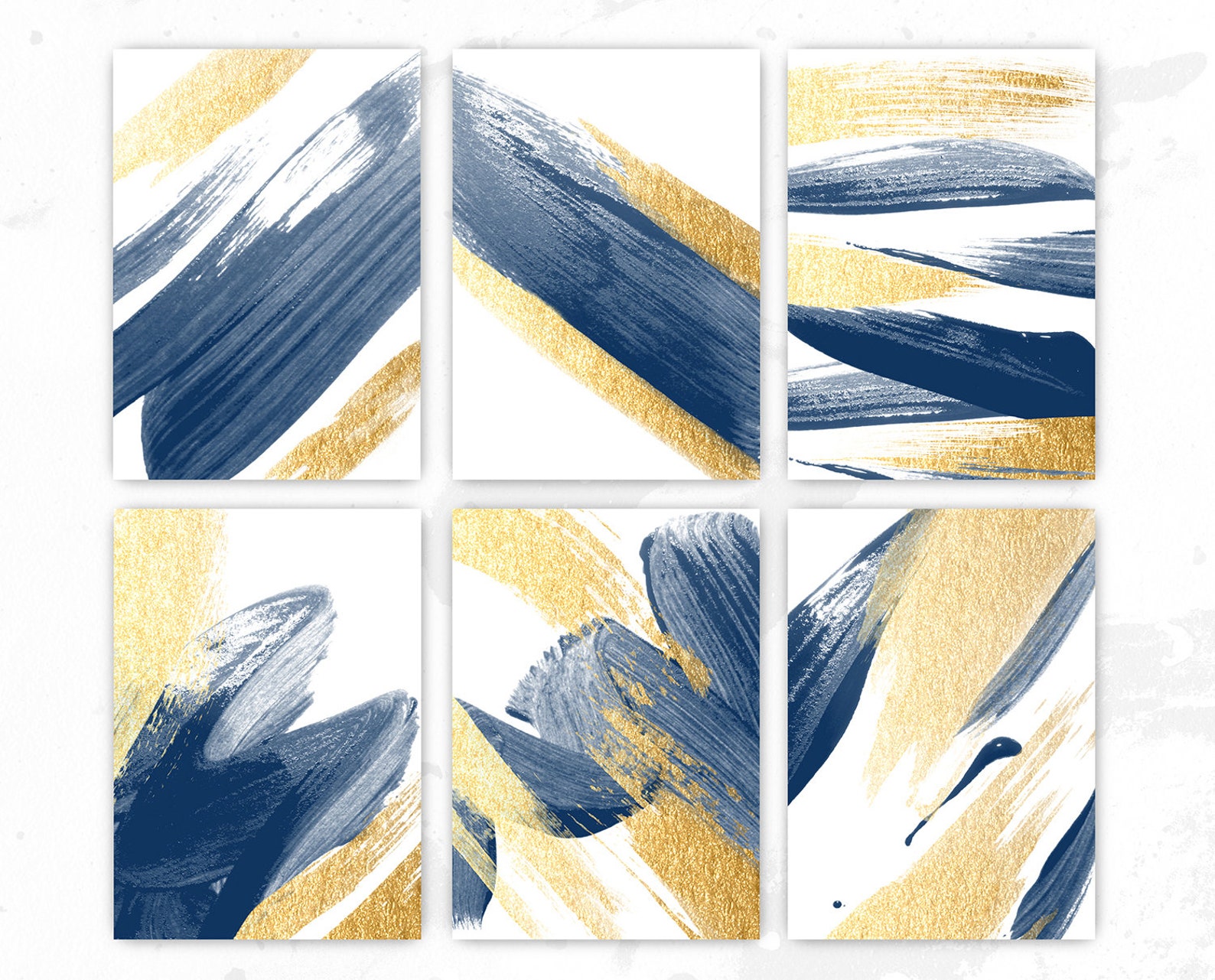 Navy & Gold Brush Strokes Watercolor Textures Gold Digital - Etsy