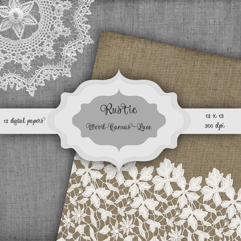 Rustic Wood Canvas & LACE Digital Paper Pack Wood Canvas - Etsy