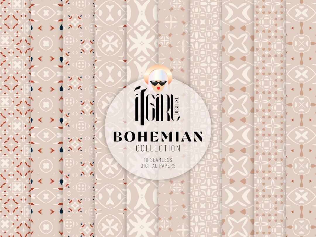 10 Boho Seamless Digital Papers - Seamless Patterns, Natural Bohemian ...