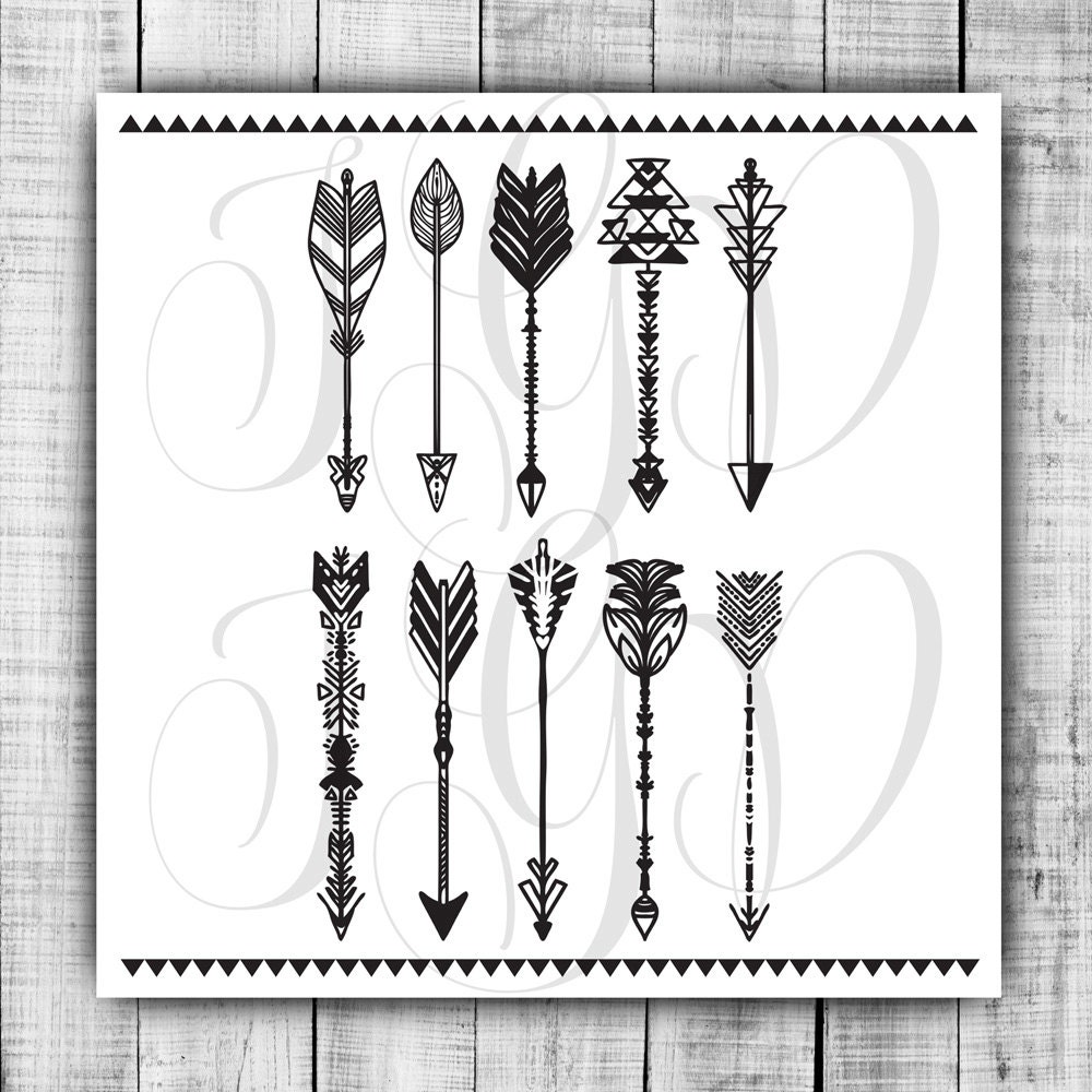 Mano dibuja flechas Tribal Azteca Digital Clip Art flechas - Etsy España