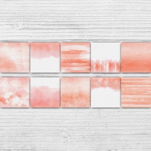 Watercolor Digital Paper - Peach Watercolor Painted Digital Paper Coral ...