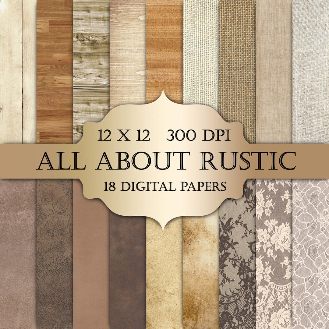 Rustic Digital Paper Pack - Wood Digital Paper Canvas Leather and ...