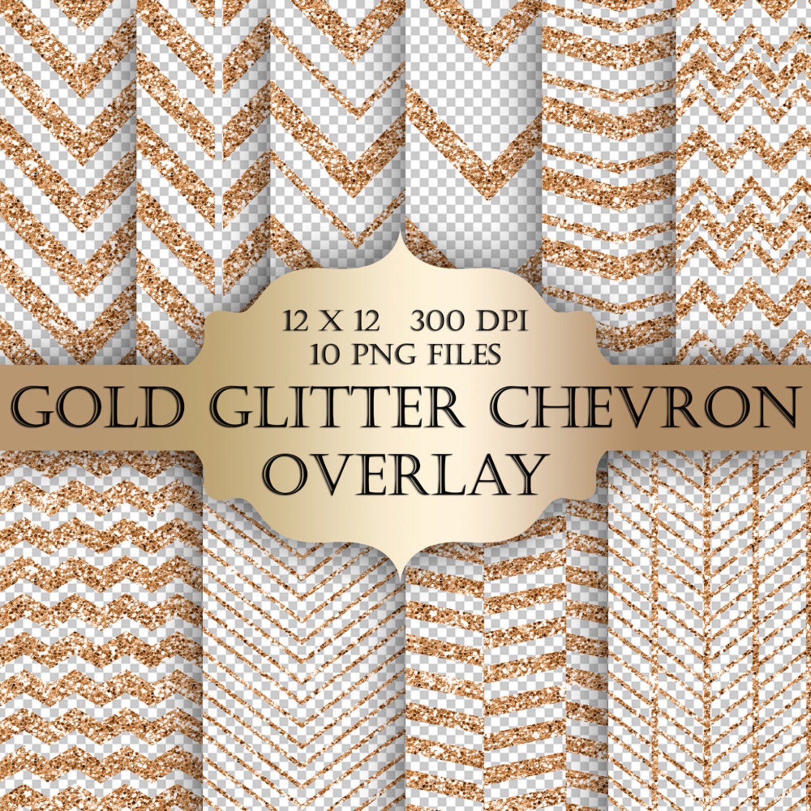 Gold Glitter Chevron Digital Clip Art Overlay chevron | Etsy