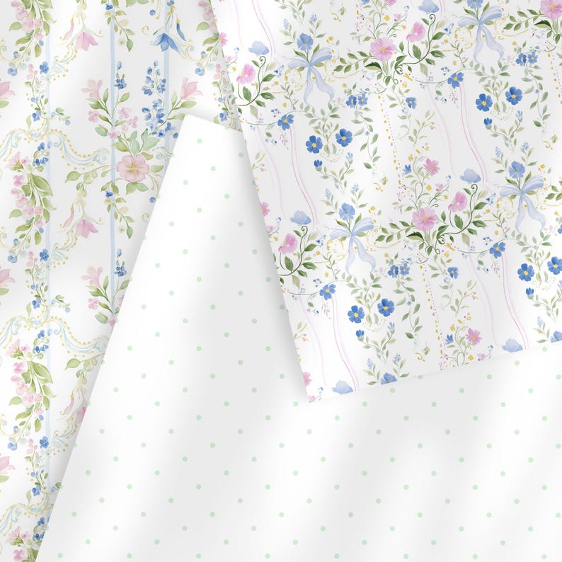 Grandmillennial Floral Vines Pattern: Watercolor Vintage Digital Paper ...