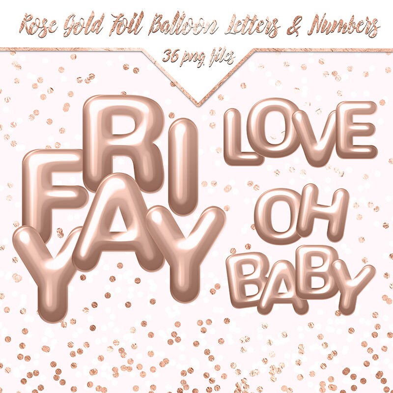 Rose Gold Foil Balloon Letters & Numbers Alphabet Clipart - Etsy
