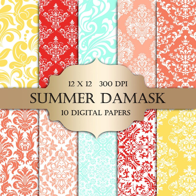 Coral Damask - Etsy