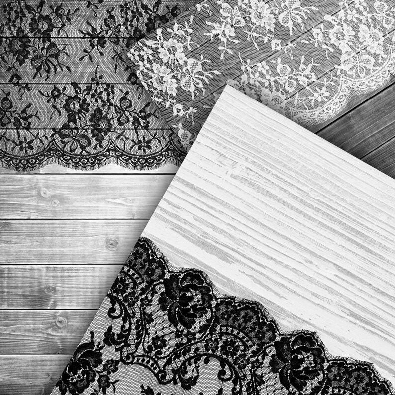 Rustic Wood & LACE Digital Paper Pack Vintage Black and - Etsy