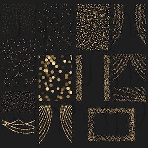 Gold Bokeh String Lights Digital Clipart Overlay - Gold Bunting Fairy ...