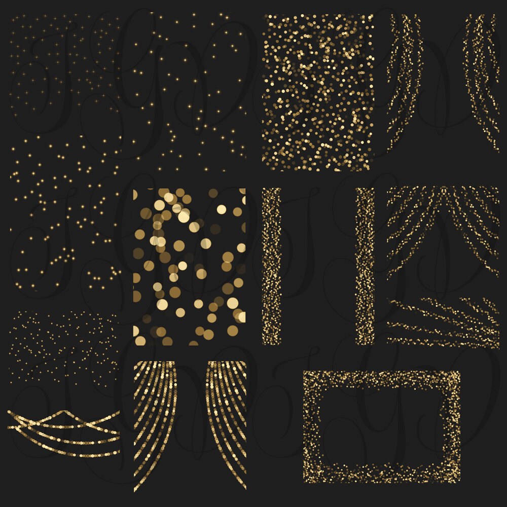 Gold Bokeh String Lights Digital Clipart Overlay gold | Etsy