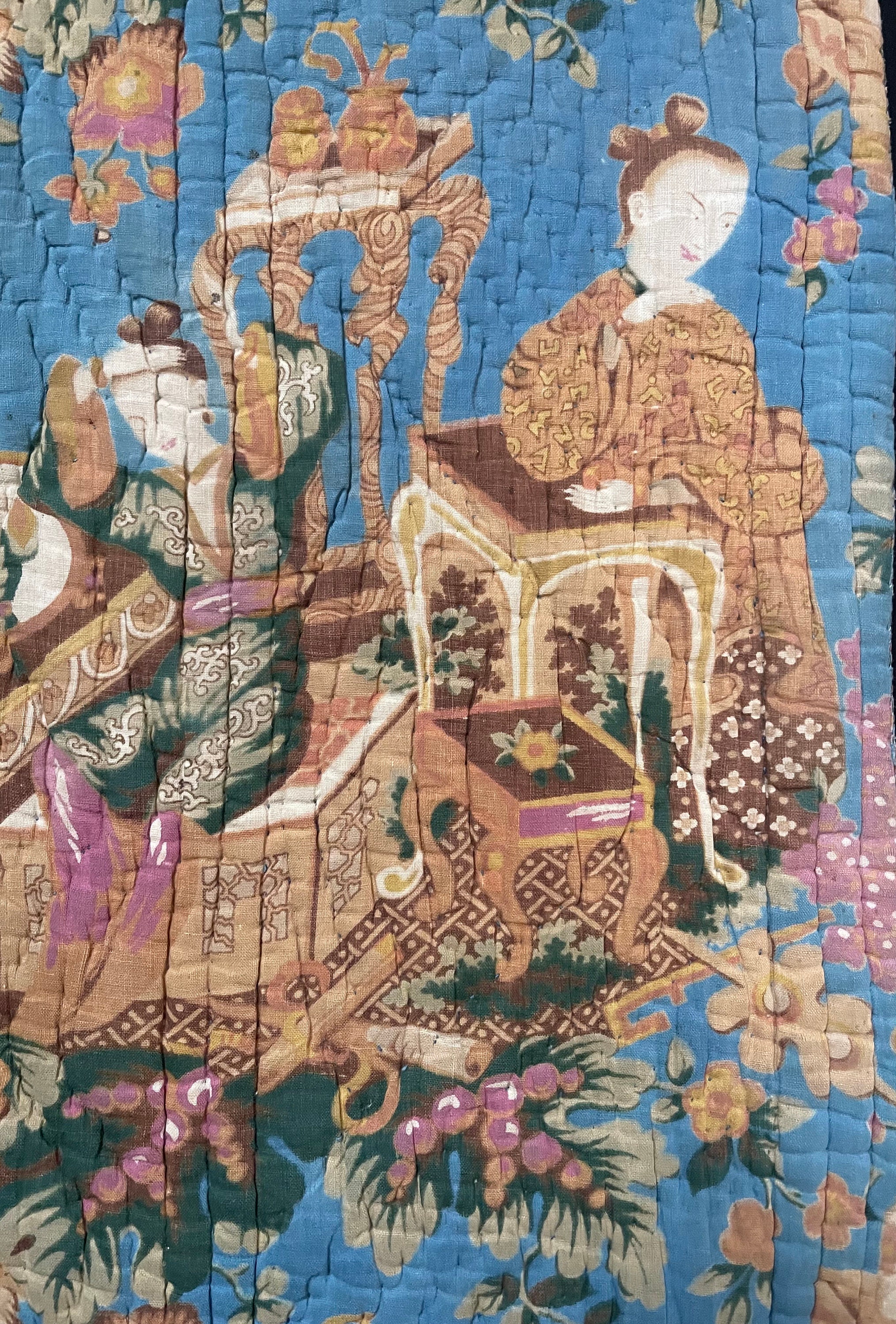 Antique Chinoiserie Quilted Textile 19th Century French Historical ...