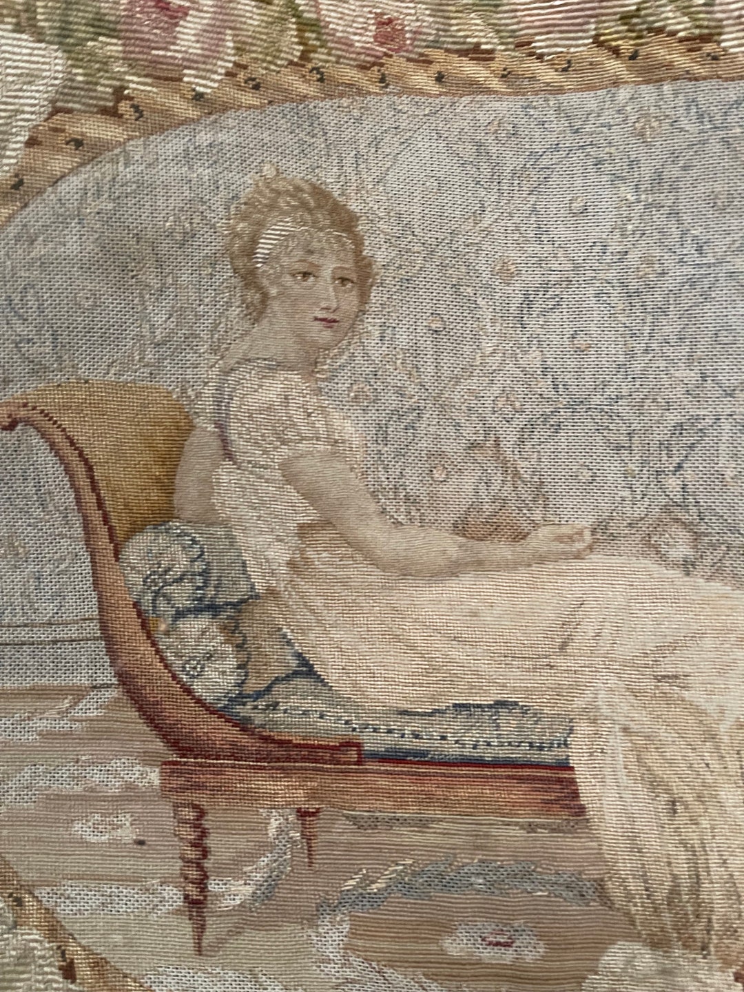 Antique Embroidered Neoclassical Portrait Madam Récamier 1800 ...