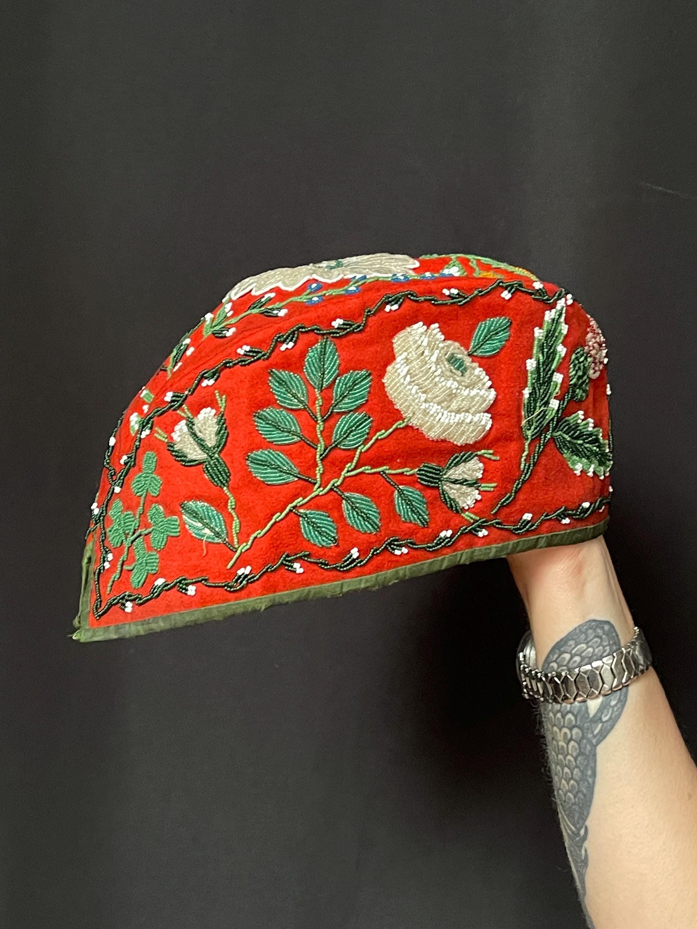 Glengarry Bonnet Hat Iraqoui Beaded Antique Collectable Home Decor ...