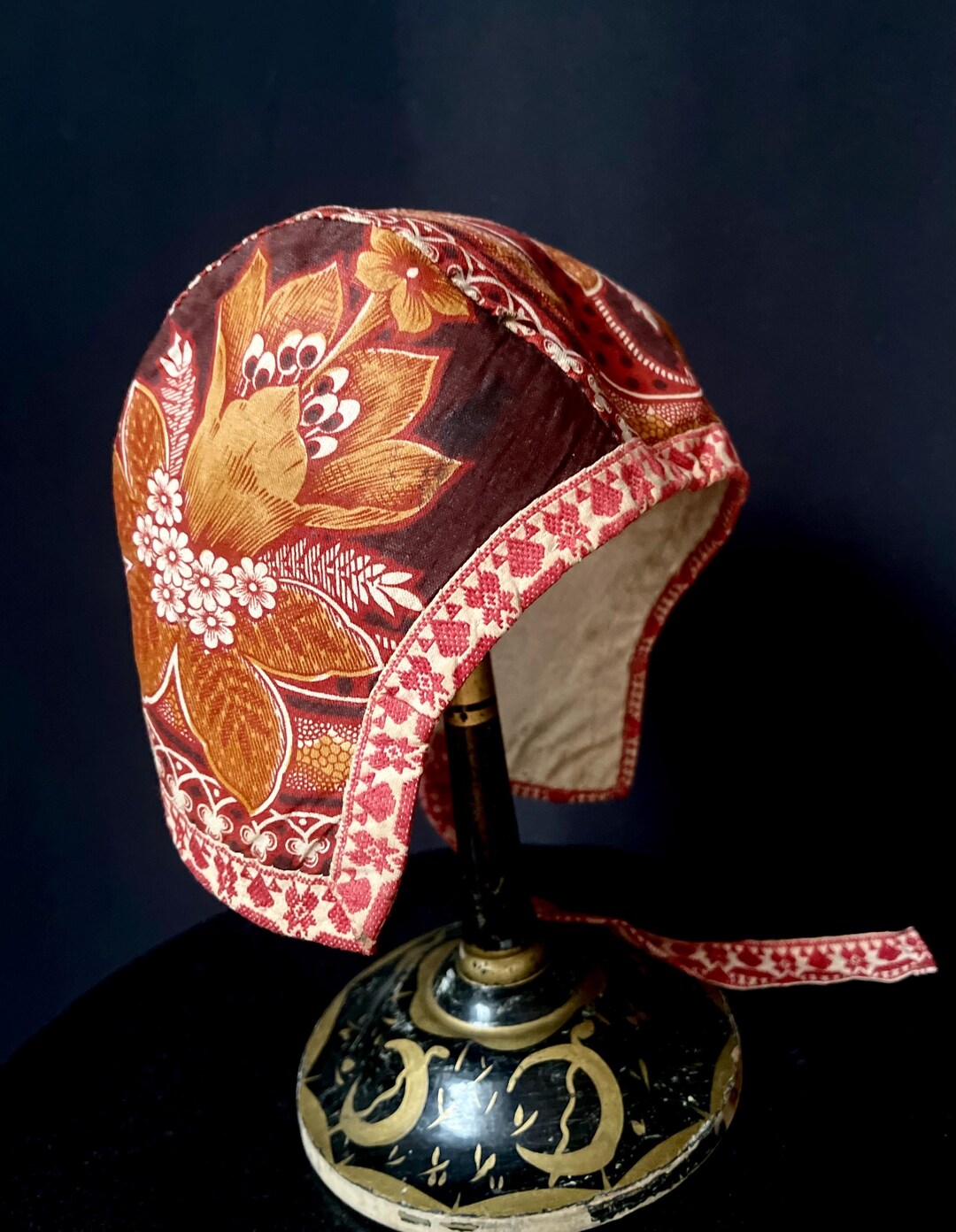 Antique Dutch Chintz Bonnet Traditional Costume Block Print Child’s Hat ...