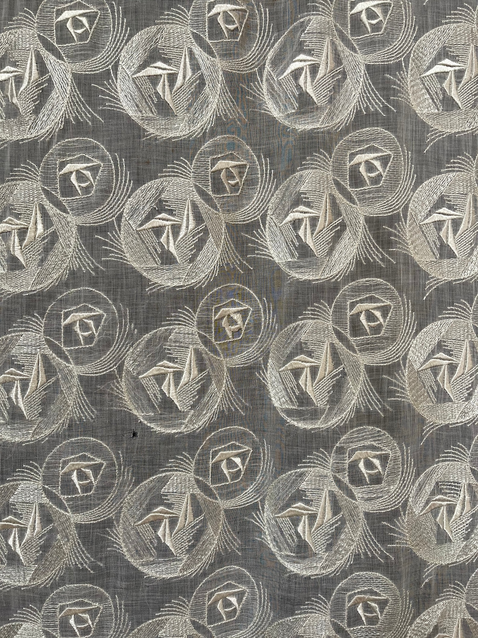 Art Deco Embroidered Fabric Vintage Rose Textile Collectable Antique ...