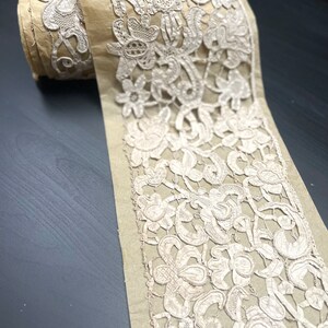 Long Panel Antique Needlelace Gros Point Border Venetian Lace ...
