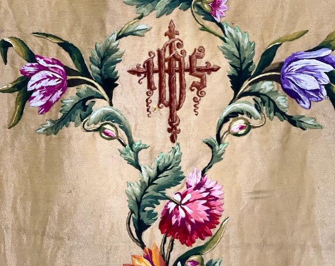 2.25 Vestment Jacquard Trim Pugin Cross Gold on Royal Blue ...