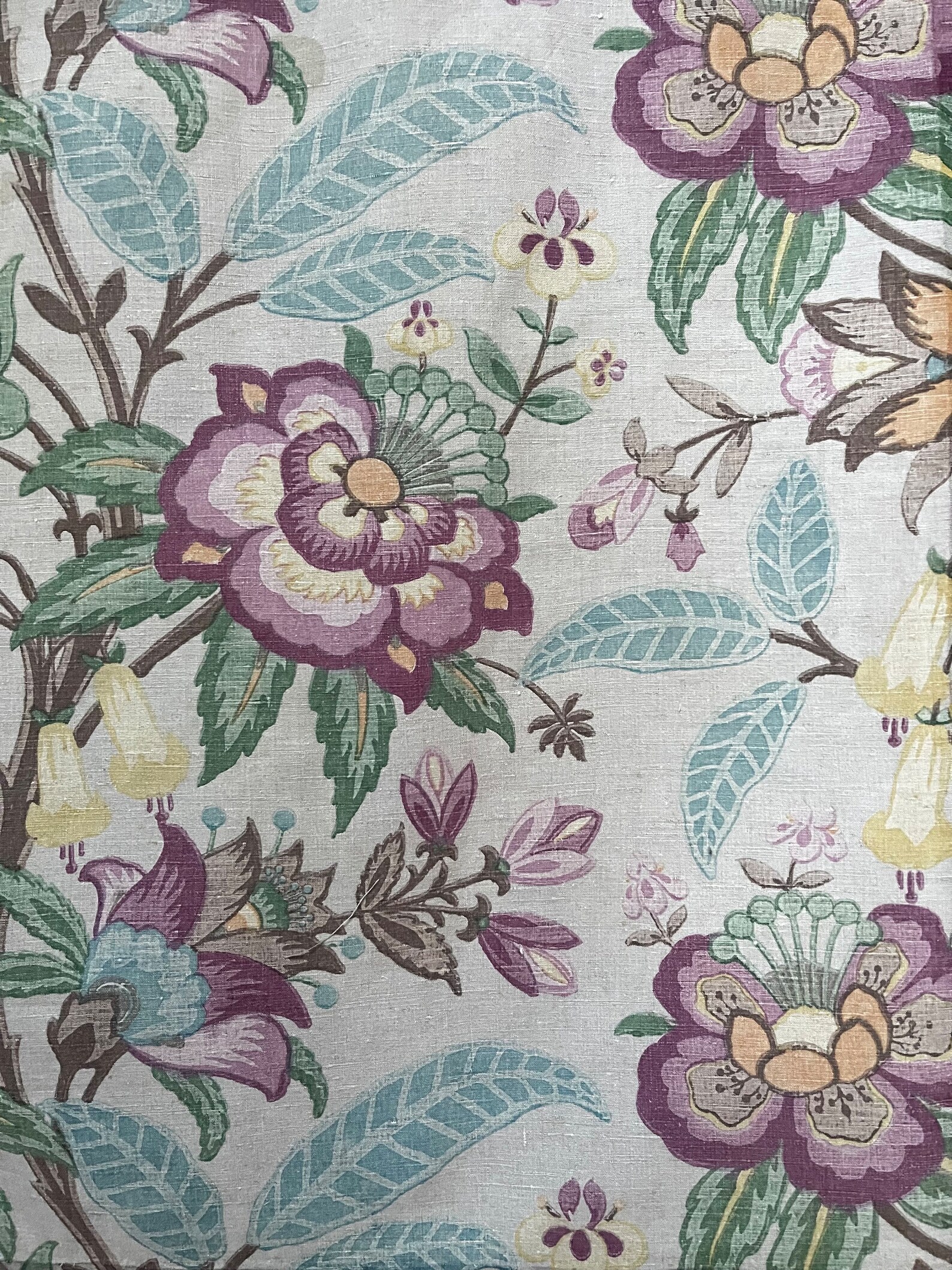 Antique Chintz Fabric 1930's Textile Floral Fabric French Chintz Panel ...