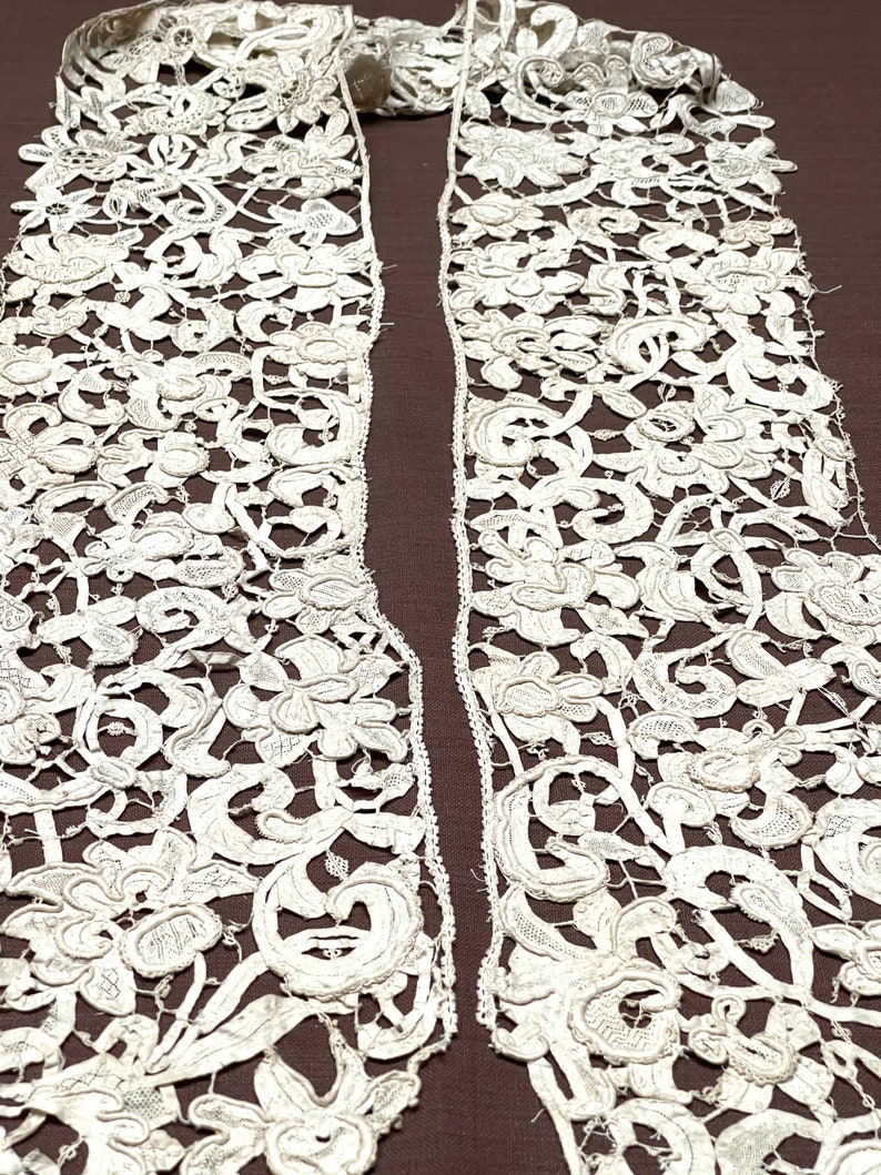 Long Panel Antique Needlelace Gros Point Border Venetian Lace ...