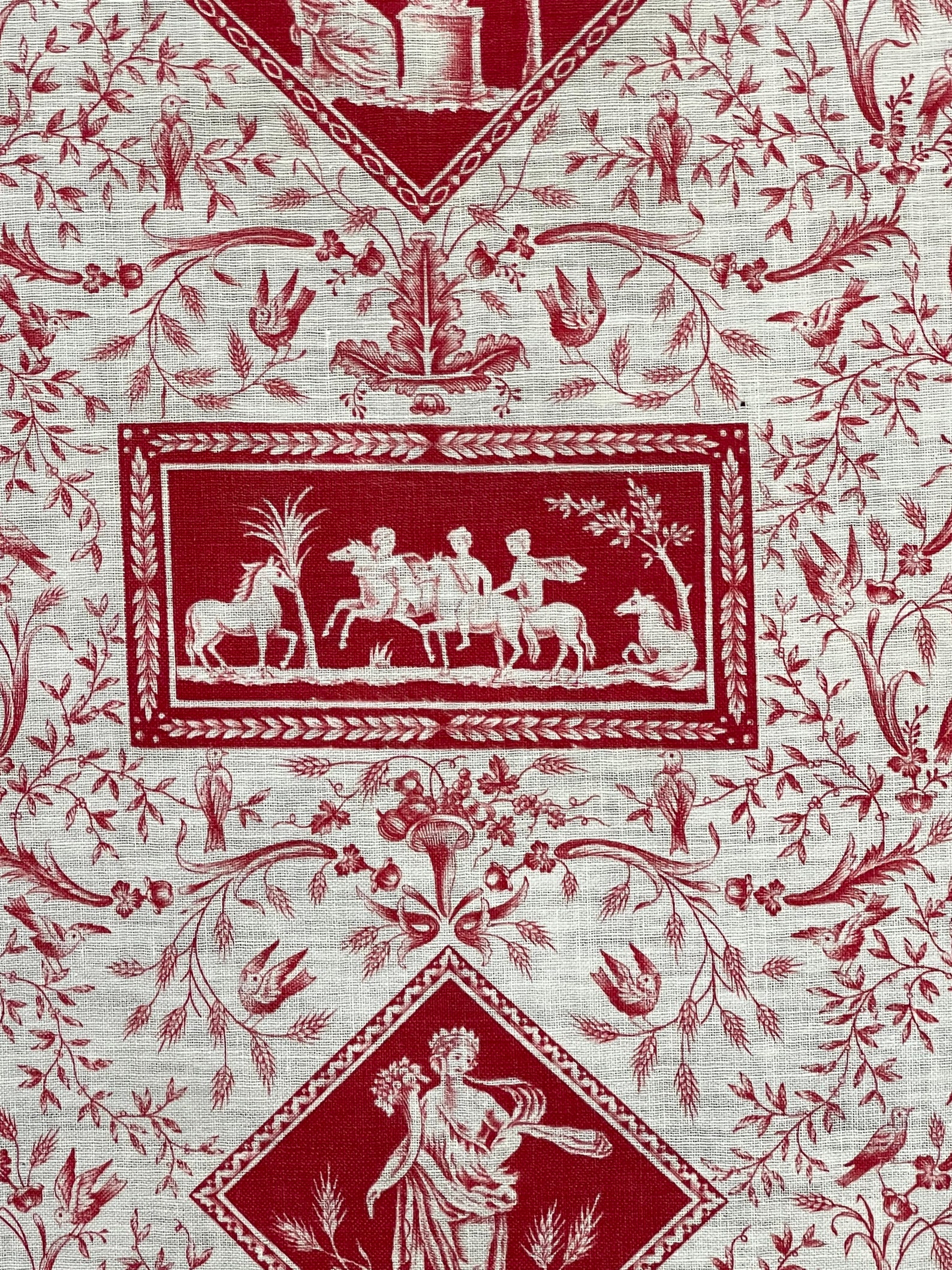 Antique Red and White Classic Toile Red and White Printed Textile ...