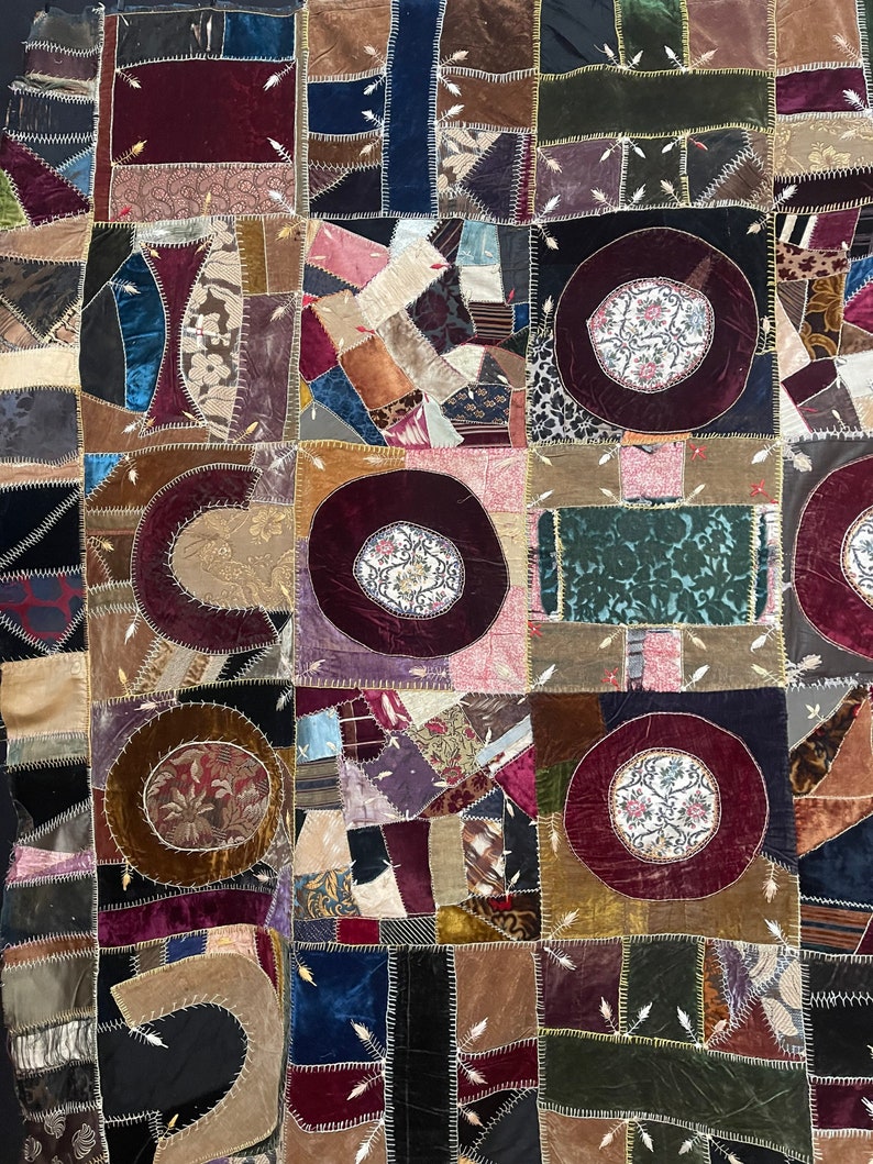 Antique Patchwork Crazy Quilt Quilt Bed Cover Vintage - Etsy