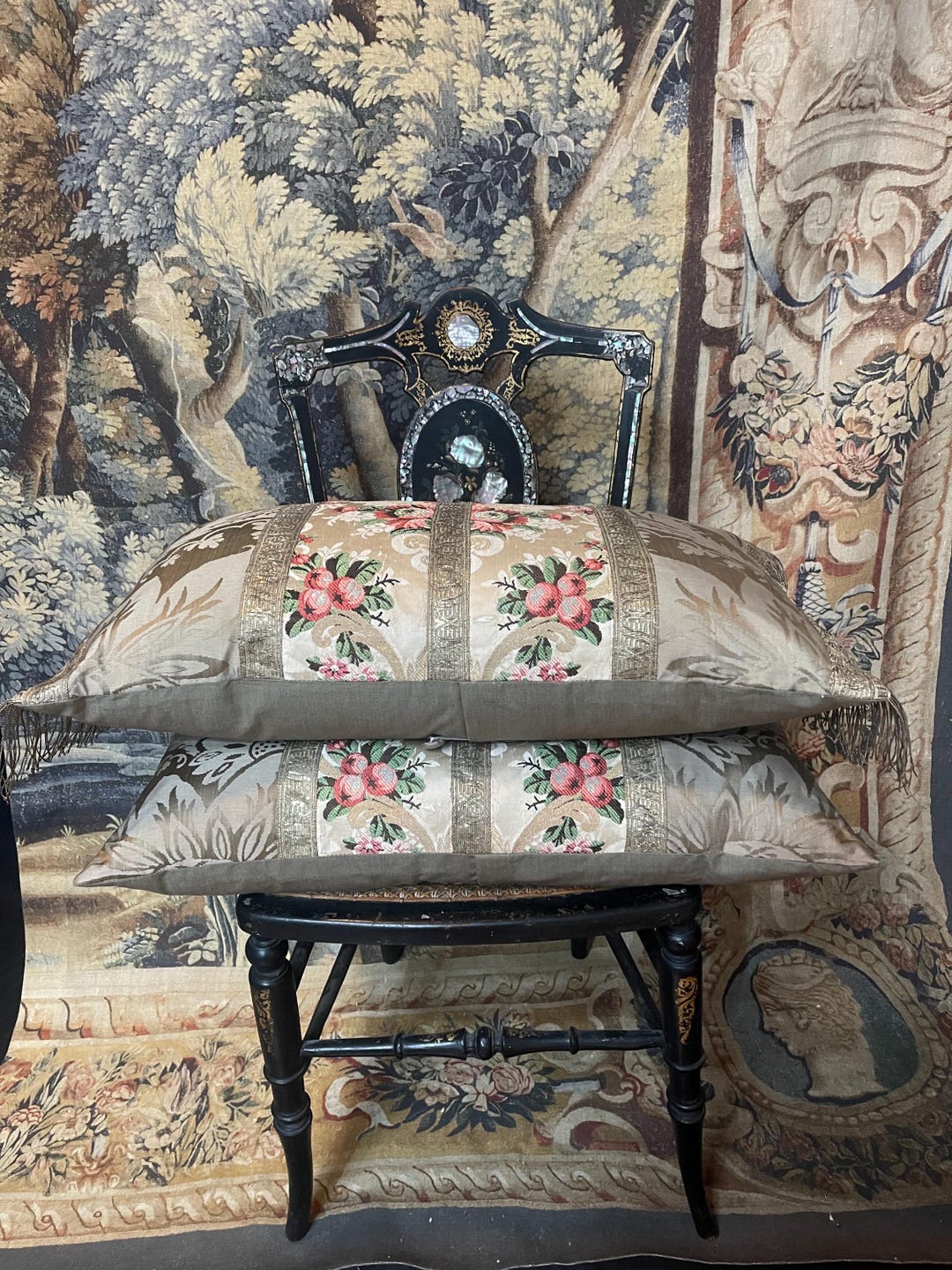 Bespoke Antique Rococo Silk Brocade Cushion 18th Century French Vintage ...