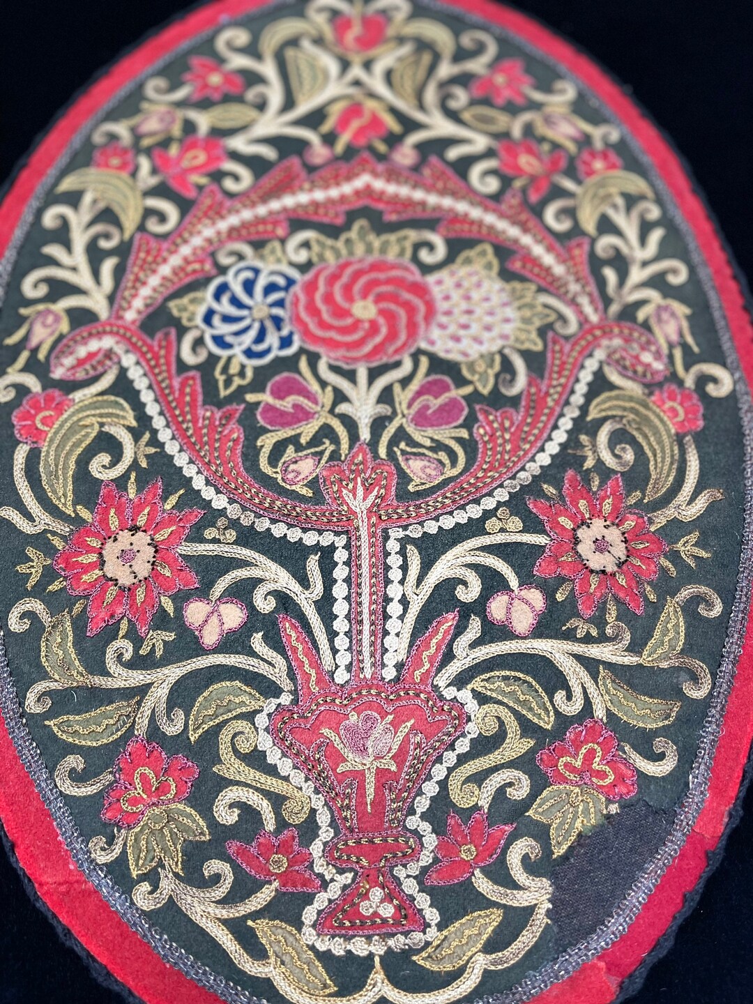 Antique Decorative Appliqué Panel Collectable Embroidery Textiles Home ...