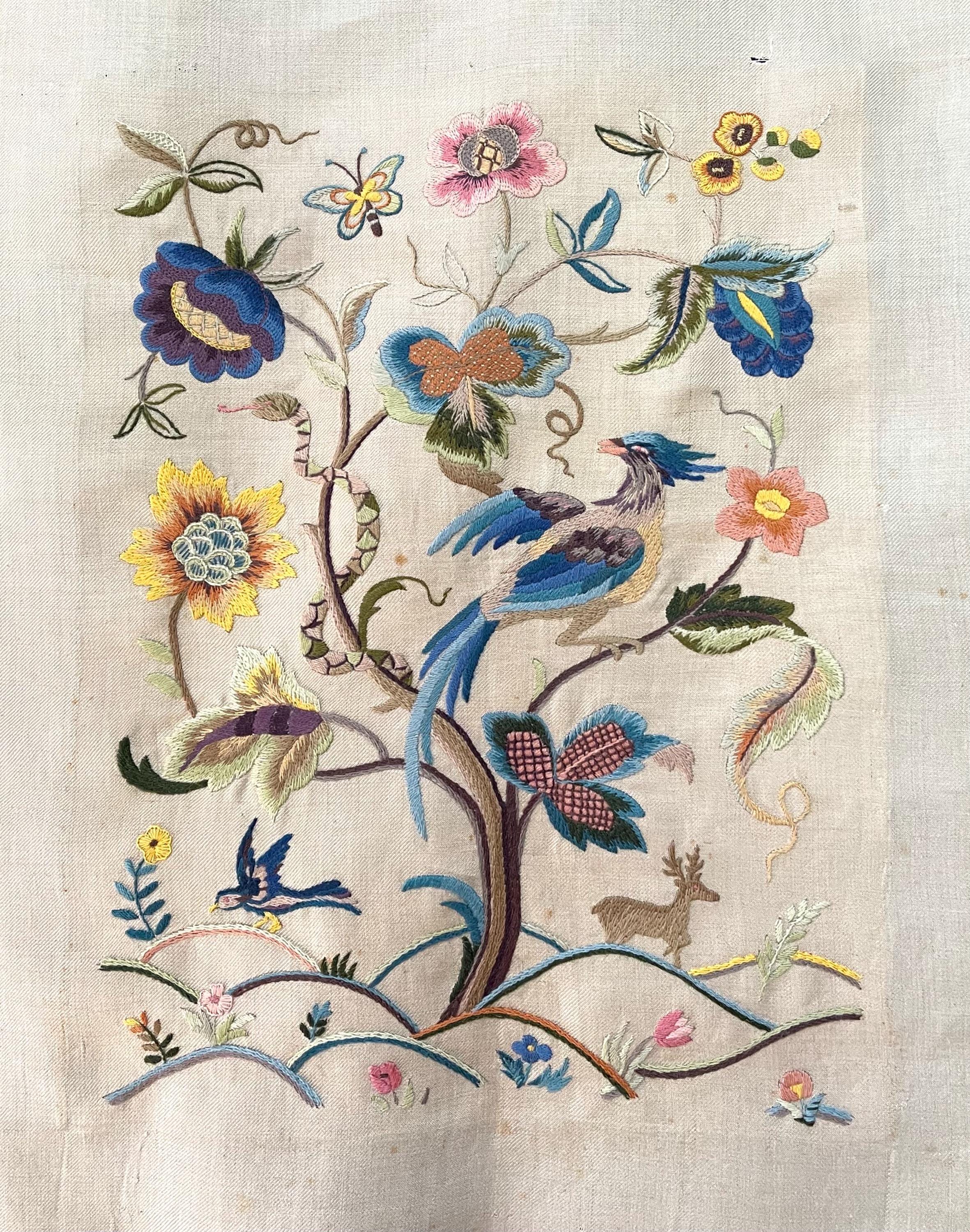 Arts and Crafts Tree of Life Embroidery Jacobean Revival Antique ...