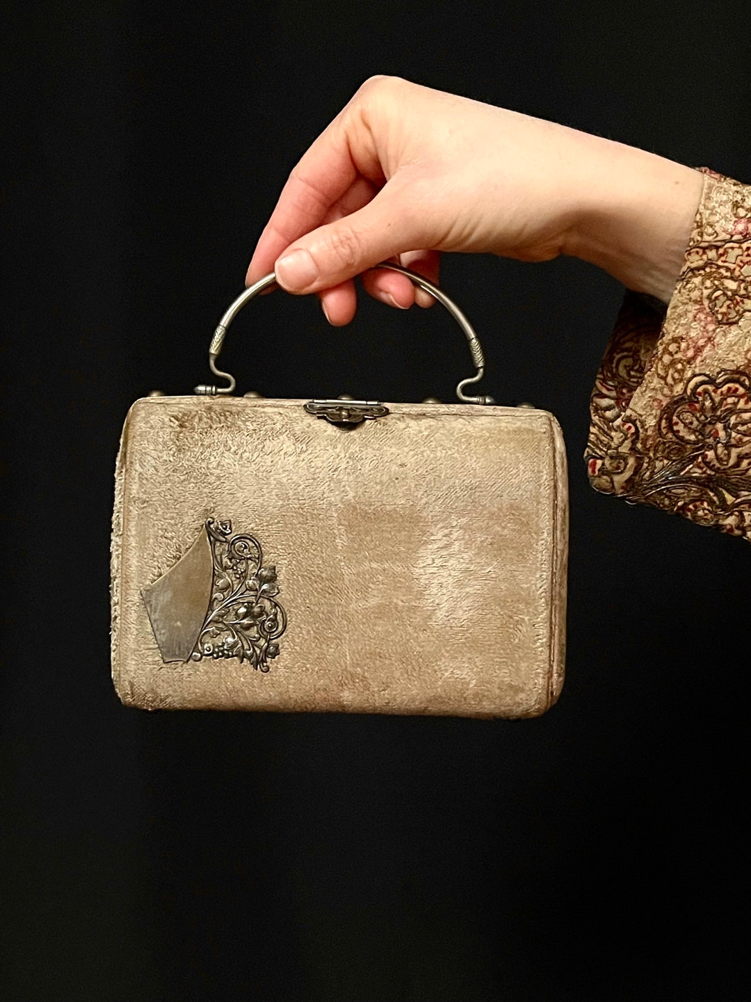 Antique Edwardian Ladies Travelling Companion Velvet Bag Collectable ...