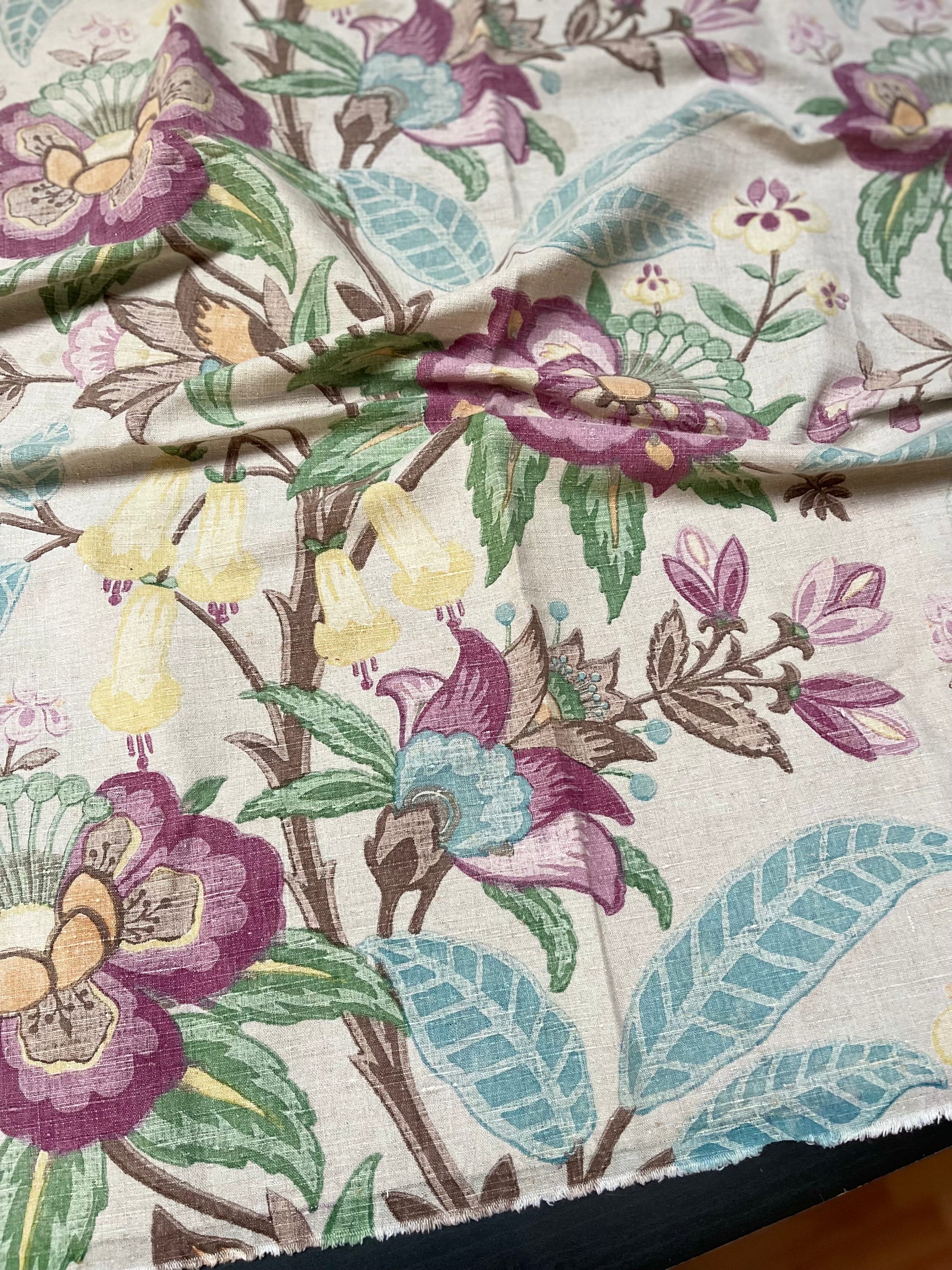 Antique Chintz Fabric 1930's Textile Floral Fabric French Chintz Panel ...